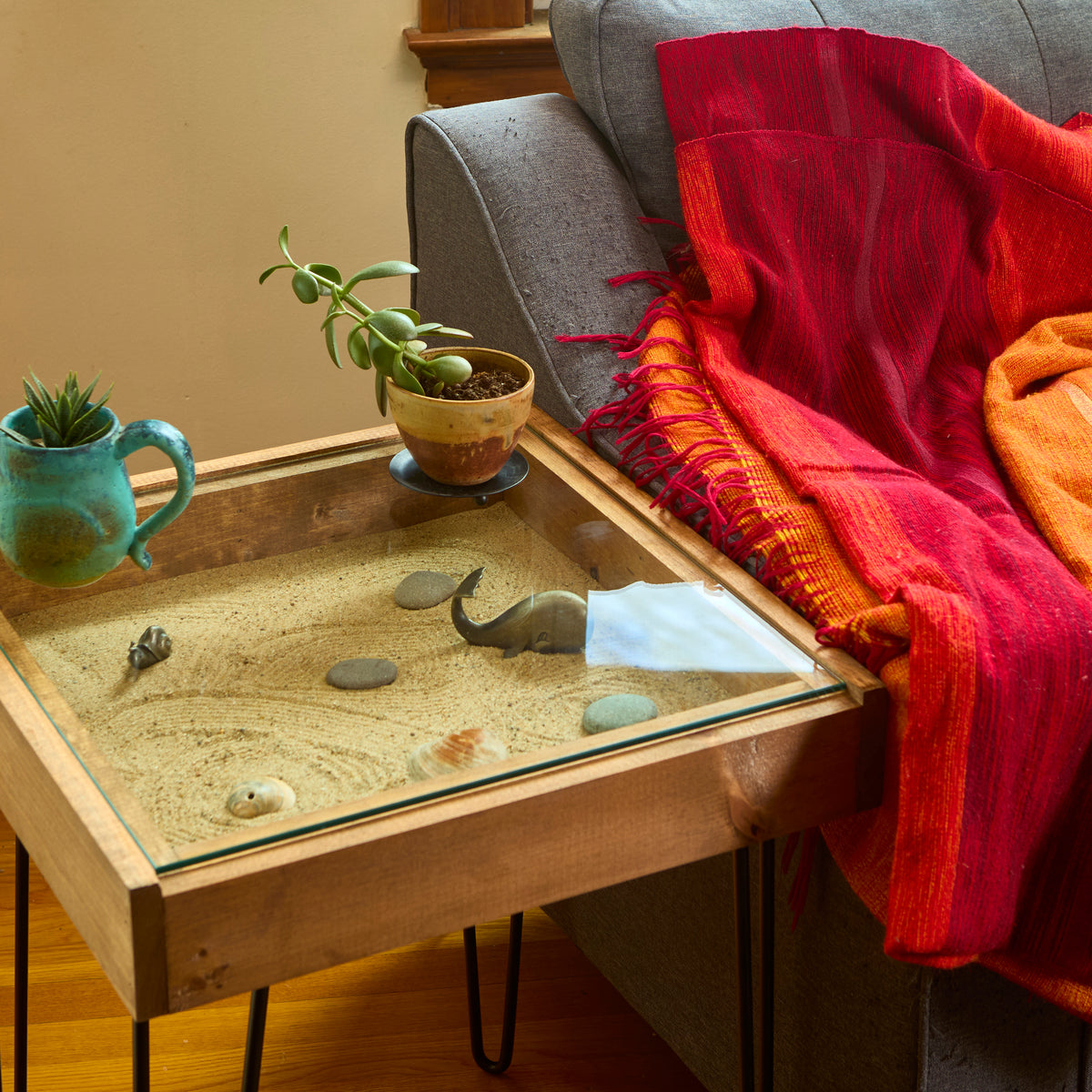 Rustic Display Table with removable glass top - 100% Made in the USA ...