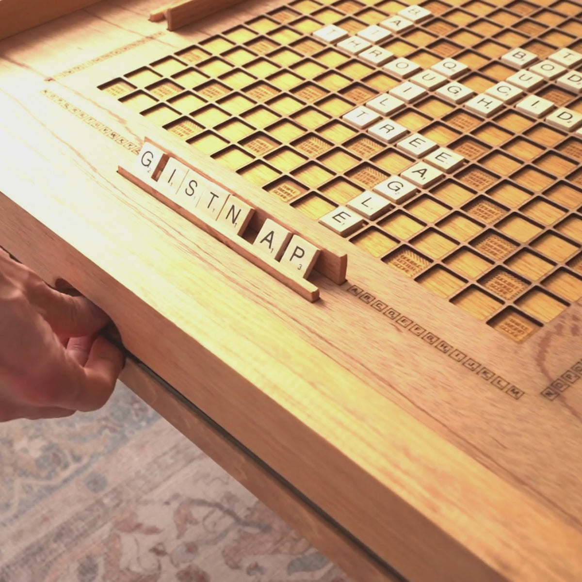 Rustic Scrabble Coffee Table with removable top - letter tiles include ...