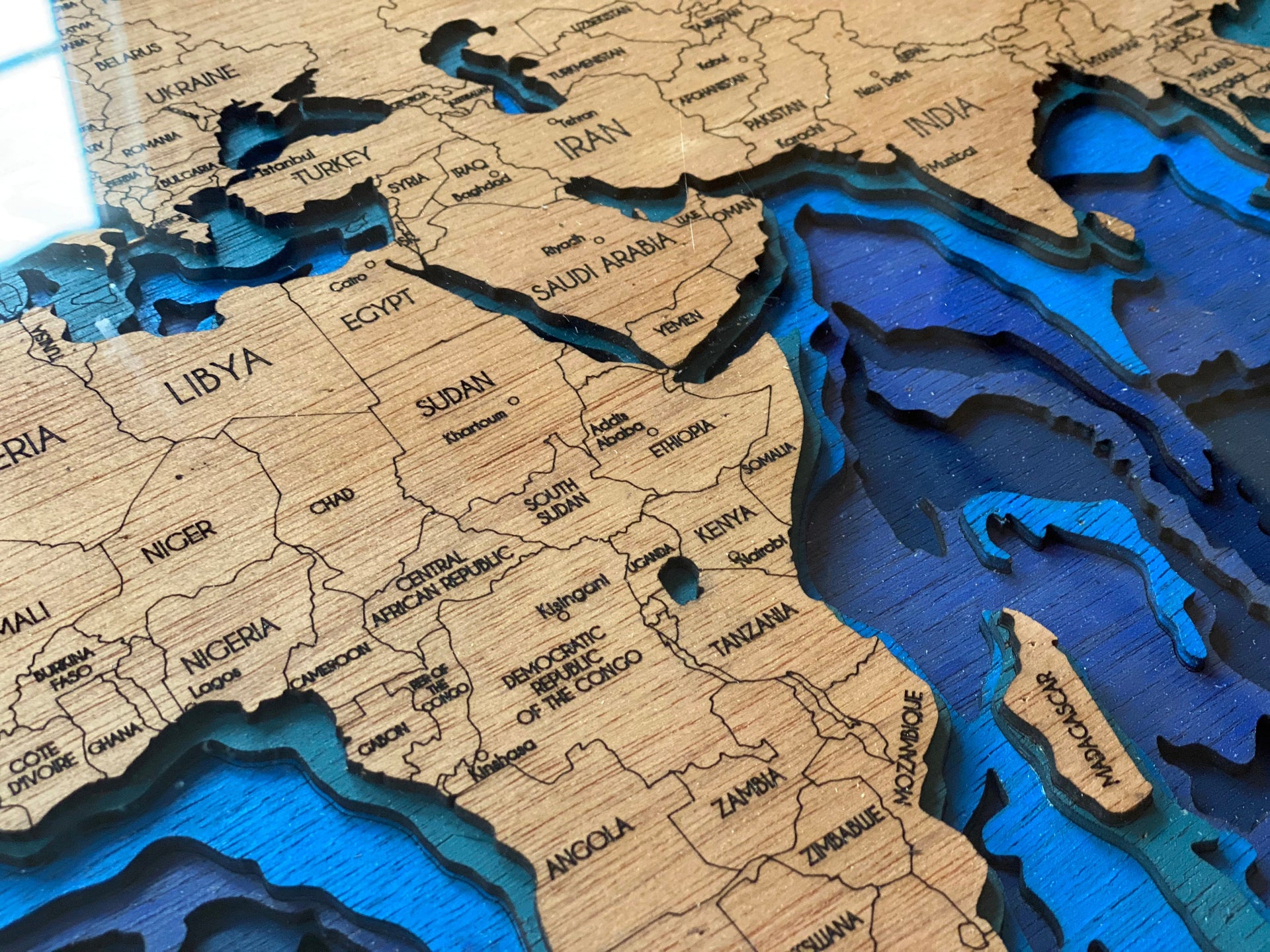 World Map Coffee Table with Ocean Bathymetric Layers - 24x36" – Charles ...